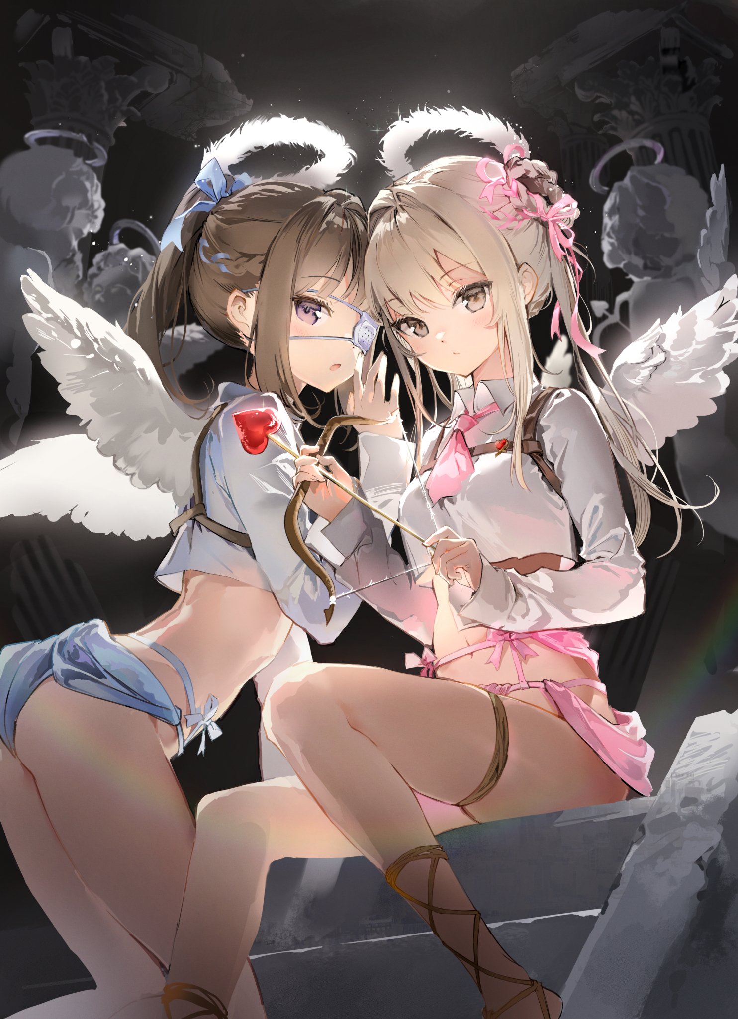 anmi angel ass eyepatch garter pantsu see through weapon wings | #1137622 | yande.re